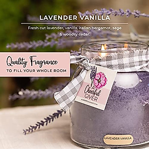 A Cheerful Giver — Lavender Vanilla - 34oz Papa Scented Candle Jar with Lid - Keepers of the Light - 155 Hours of Burn Time, Gift Candle, Violet