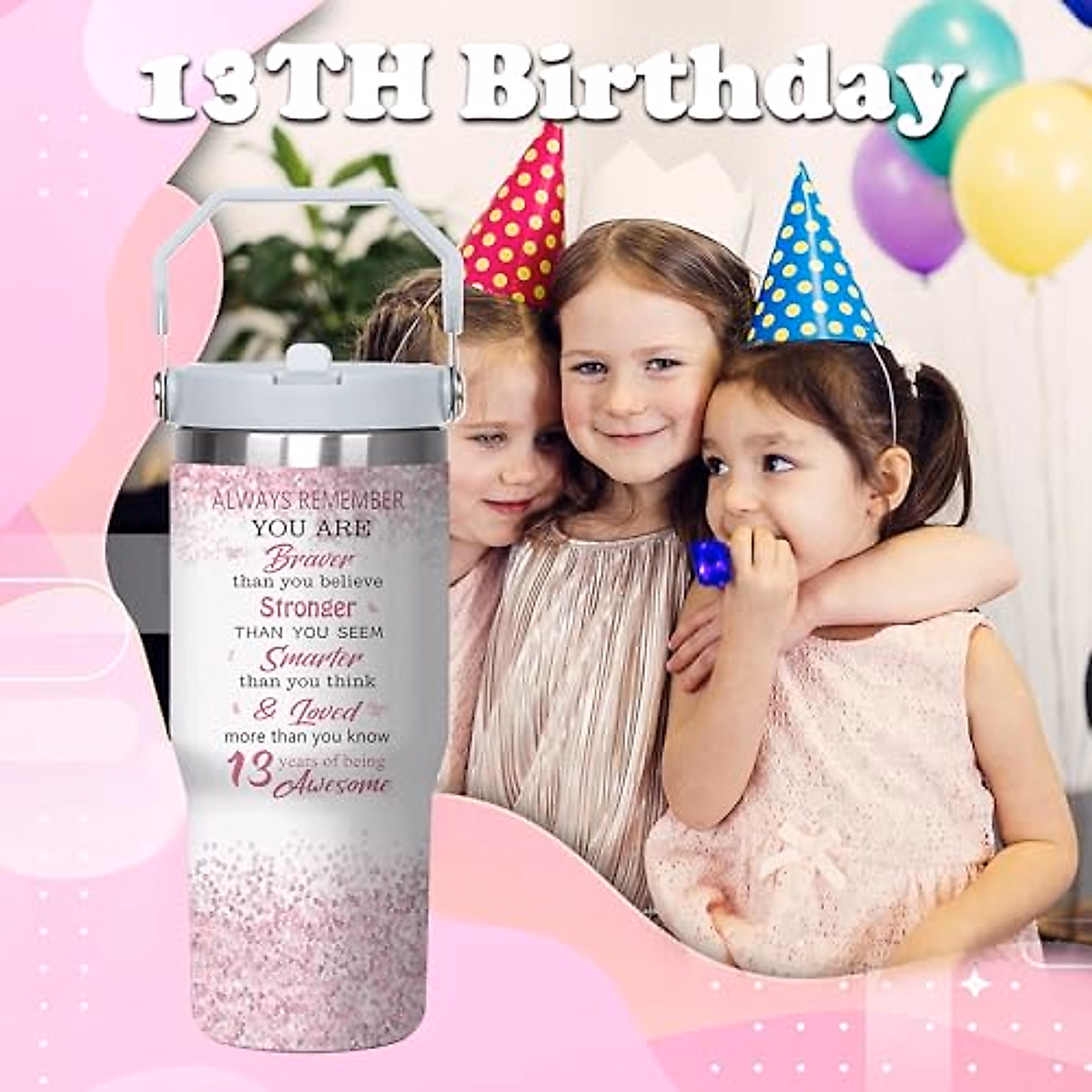 13 Year Old Girl Birthday Gift Ideas 40oz Tumbler Birthday Gift for 13 Year Old Girl, 13th Birthday Gifts for Girls, Birthdays Gifts for 13 Year Old Girls, Stainless Steel Cup with Handle & Straw