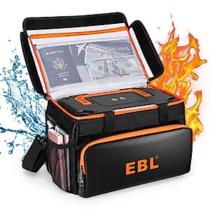 EBL Fireproof and Waterproof Document Bag Compatible with Portable Power Station 300W/500W/1000W/2000W, Home Basic Batteries AA AAA C D Battery and More