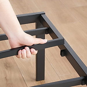 Olee Sleep 16 Inch Dura Metal Steel Slate Bed Frame, Twin XL, Black