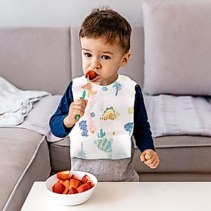 AutoTime Disposable Baby Bibs 8x13.7'' Large with Crumb-Catcher, Baby Travel Essential Reusable Fastener Baby Bibs for Boys Girls 20 Count Non-Woven Bibs for Toddler