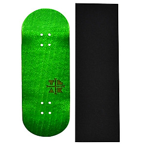 Teak Tuning Prolific Wooden Fingerboard Deck, Ghillie Green - 34mm x 97mm - Handmade, Pro Shape & Size - Five Plies Wood Veneer - Includes Prolific Foam Tape