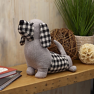 Elements Dachshund Weighted Fabric Door Stopper, Polyester,Gray