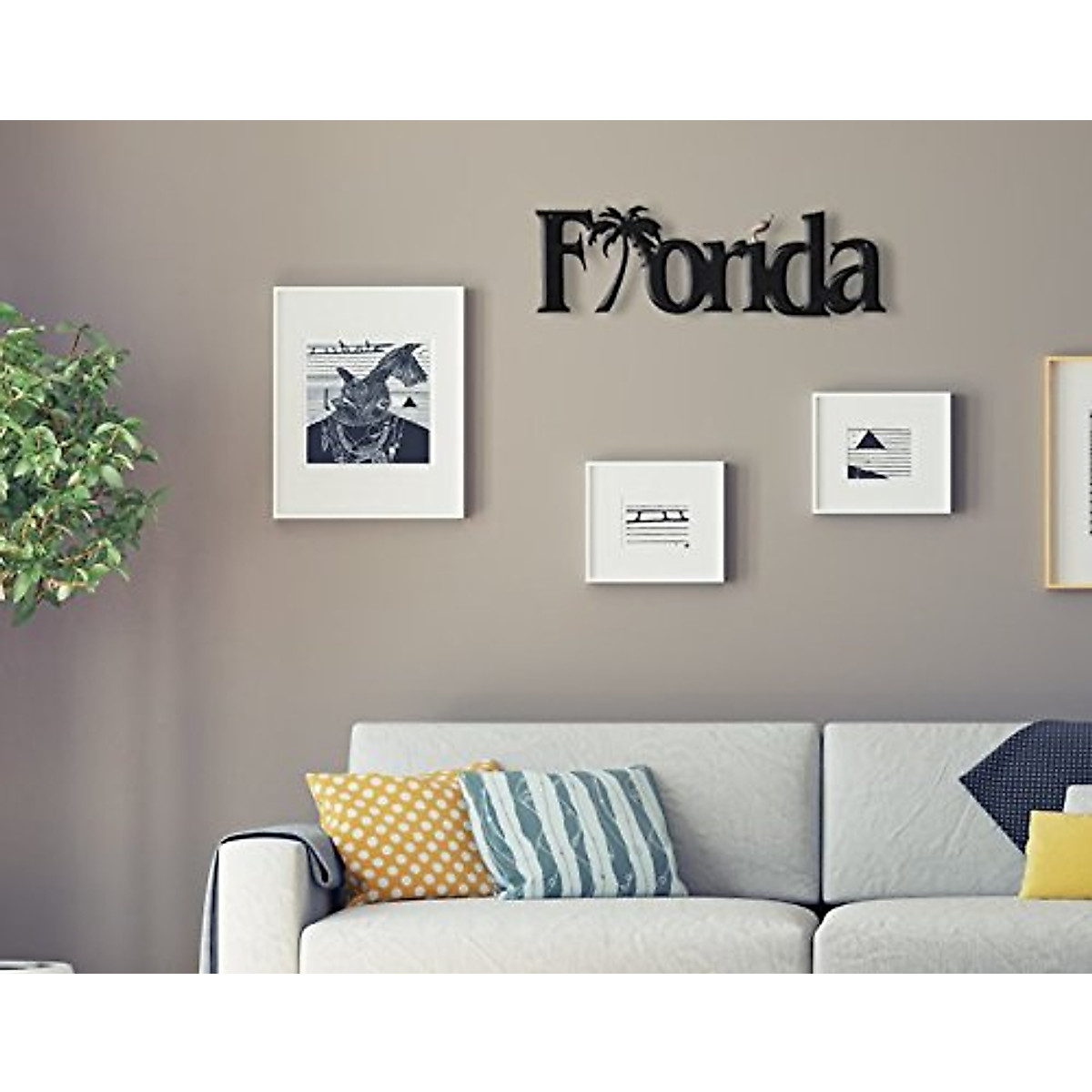 Memory Mats & Word Art US States Decorative Wall Signs, Vacation & Destination Geographic Graphic Plaque, 18 x 6 inches (Florida)