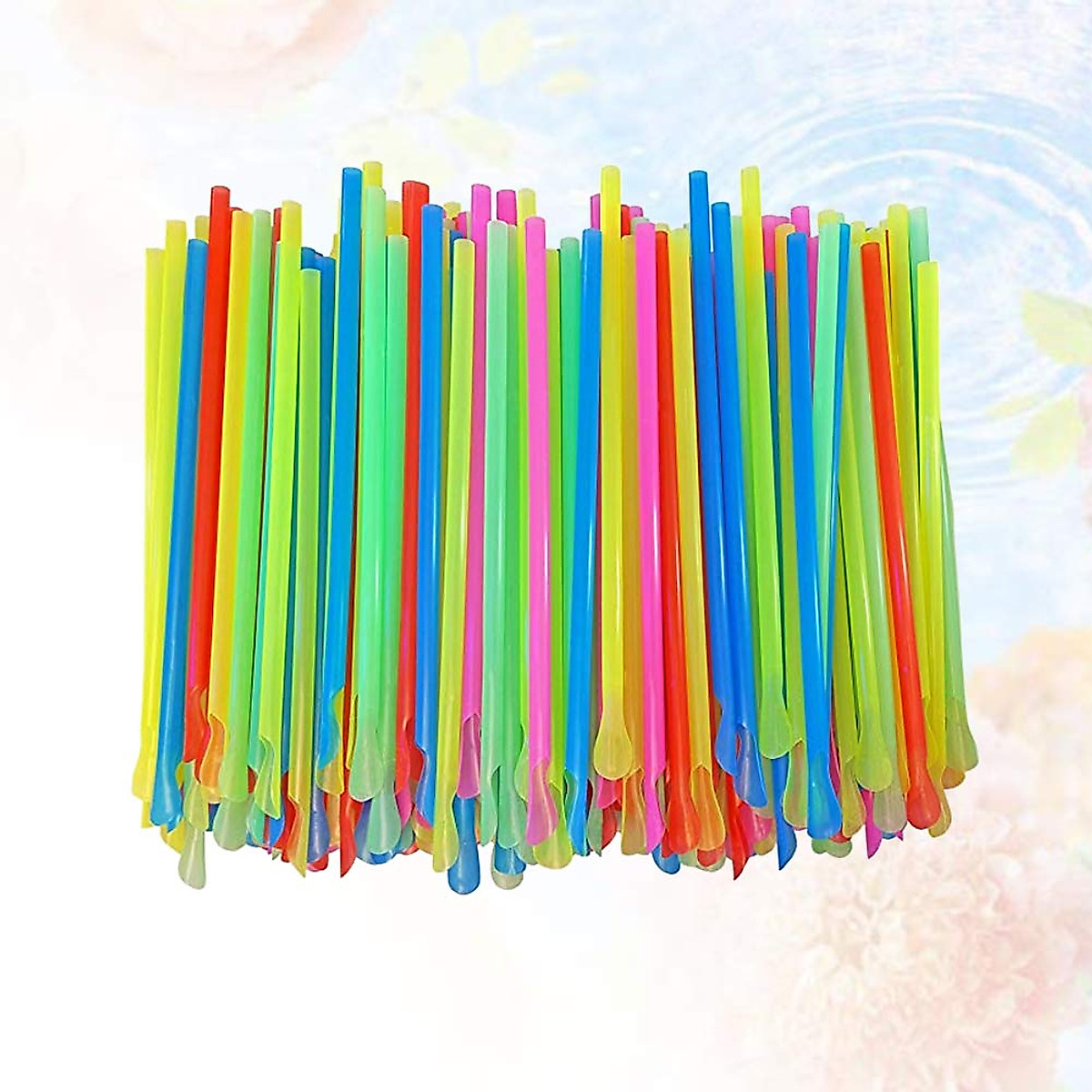 DOITOOL 50pcs Straws Drinking Straw Straw Disposable Spoon