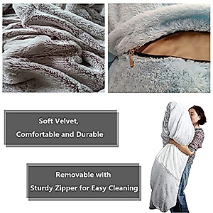 Giant Fur Bean Bag Chair Cover for Kids Adults, (No Filler) Living Room Furniture Big Round Soft Fluffy Faux Fur Beanbag Lazy Sofa Bed Cover (Grey, 7FT)