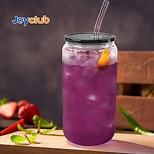 Joyclub 8 Pack Acrylic Lids for 16 oz / 20 oz Glass Cups with Bamboo Lids and Straws, Replacement Lid for bamboo Lid for Drinking Glasses Beer Can for Smoothie Whiskey Boba Soda Tea Gift (Multi)