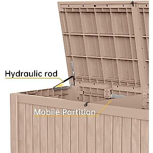 EasyUp 180 Gallon Outdoor Storage Box Waterproof, UV Resistant Resin Deck Box with Hydraulic Rod, Lockable Design and Enhanced Durability for Patio, Garden, and Poolside Use