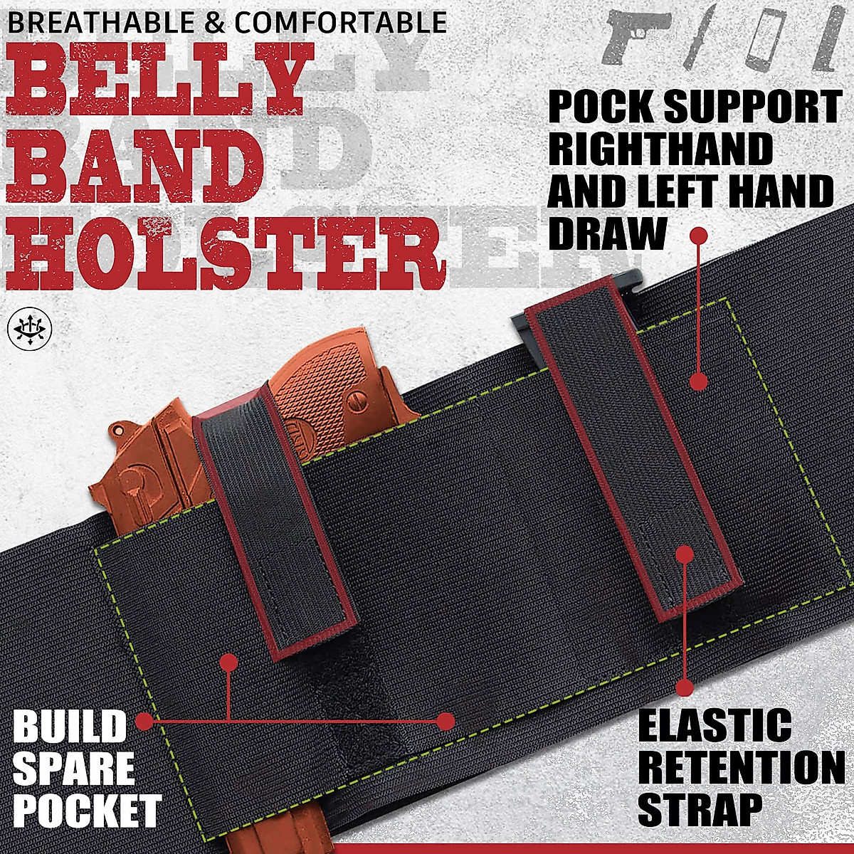 Bundle of Belly Band + Ankle Holster, Concealed Carry with Magazine Pocket/Pouch for Women Men Compatible with Glock, Ruger LCP, M&P Shield, Sig Sauer, Ruger, Kahr, Beretta, 1911, etc
