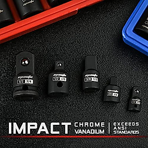 5 Pieces - EPAuto Impact Socket Adapter and Reducer Set, Cr-V