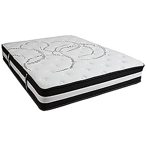 BizChair 12 Inch CertiPUR-US Certified Hybrid Pocket Spring Mattress, Queen Mattress in a Box - Premium Mattress