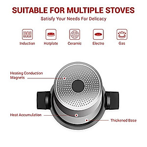 SAKUCHI Nonstick Stock Pot with Lid (Black, 2.5 Quart Soup Pot) Soup Pot Casserole Dish Cookware PFOA Free