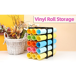 AOFLLU Vinyl Roll Holder, 20-Holes Storage Organizer Acrylic Display Rack, Lightweight Sturdy Roll Keeper Holders for Art Craft Paper Room Decor, 2" Rolls, Black