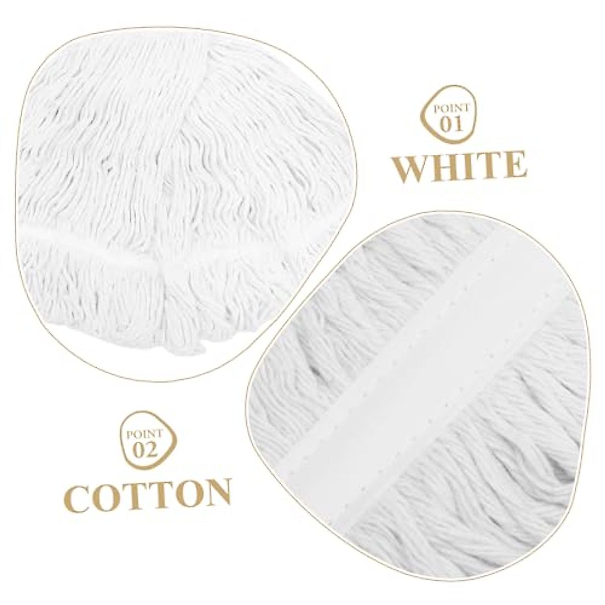 HONMEET Mop Replacement Head Wet Mop Head Refill Mop Head Commercial Mop Head Floor Sweeper Mop Refill Replacement Mop Refill Accessory Cleaning Mop Replacement Cotton Thread White