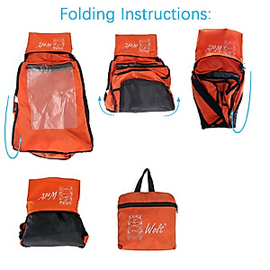 WOLT | Packable Hiking Backpack 40L Waterproof Camping Backpack Men Women Foldable Lightweight Hiking Daypack, Outdoor Travel Daypack (Dark Grey)