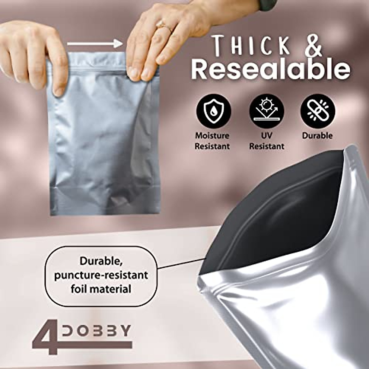 100pcs Mylar Bags for Food Storage with Oxygen Absorbers 300cc (100pcs) and Labels, 5"x7" (30pcs) 1 Quart Mylar Stand-Up (50pcs) 1 Gallon (20pcs) Stand-Up Mylar Stand-Up, Zipper Pouches Resealable and Heat Sealable for Long Term Food Storage