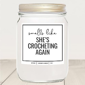 YouNique Designs Candle Gifts for Crocheters 8oz - Crocheting Gifts for People Who Crochet - Cool Gifts for Crochet Lovers - Gifts for Someone Who Crochets, Gift for Crocheter (Lavender & Vanilla)