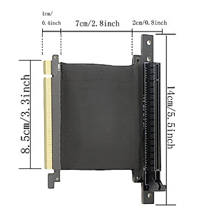 Pci-E 16x Riser Card,PCI Express 3.0 16X Extension Cable 90 Degree High Speed Riser Card -70mm