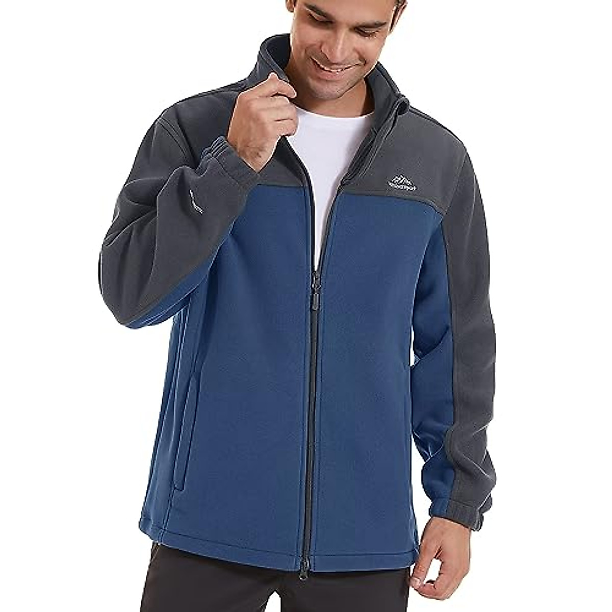 TACVASEN Military Jacket Men with Multi-Pockets Full Zip Stand Collar Hiking Jackets Midweight Winter Coat Fall Winter Outerwear