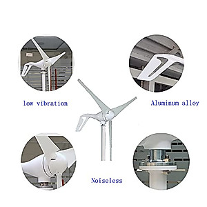 QAZNHODDS 4000W Wind Turbine Generator kit 24v Wind Industrial Machinery Equipment with Wind Boosting Controller 5 Blades Horizontal Axis Permanent Magnet Generator for Home Street,Three Blade,12v