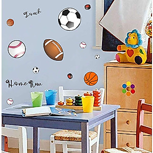 Sports Wall Decals Soccer Decal for Wall Rugby Wall Decals Baseball Wall Decor Basketball Decal Removable Peel and Stick Wall Decals Football Sticker for Boys Room