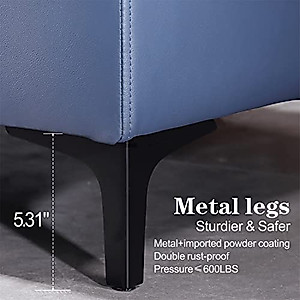 ovios 100" L-Shaped Sectional Sofa with Reversible Chaise, Luxury Deep Seat Couch with Convertible Chaise, Minimalism Cloud Sofas Couches for Living Room, Faux Leather, Blue