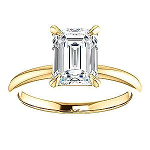 10K Solid Yellow Gold Handmade Engagement Ring 3 CT Emerald Cut Moissanite Diamond Solitaire Wedding/Bridal Ring Set for Women/Her Propose Ring (8)