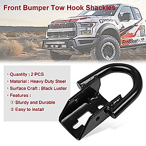 ELITEWILL Front Bumper Tow Hook Shackles with Black Powder Coating Fit for Ford F150 2009-2019 Replace OEM FL3Z-17N808-A