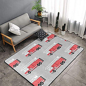 NiYoung Bedroom Living Room Kitchen Big Size Area Rugs Home Art - Firetruck Floor Mat Doormats Quick Dry Spa Bathroom Floor Mats Exercise Mat Throw Rugs Carpet