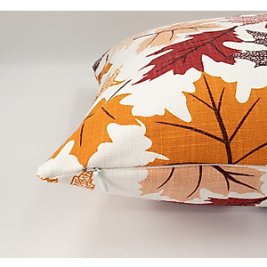 PurpleEssences Autumn Decorations Fall Porch Outdoor Throw Pillow Covers Décor Maple Leaves Farmhouse Cushion Cases 18 x 18 Inch Set of 2 for Home Couch Sofa Patio Bench - Maple Leaves