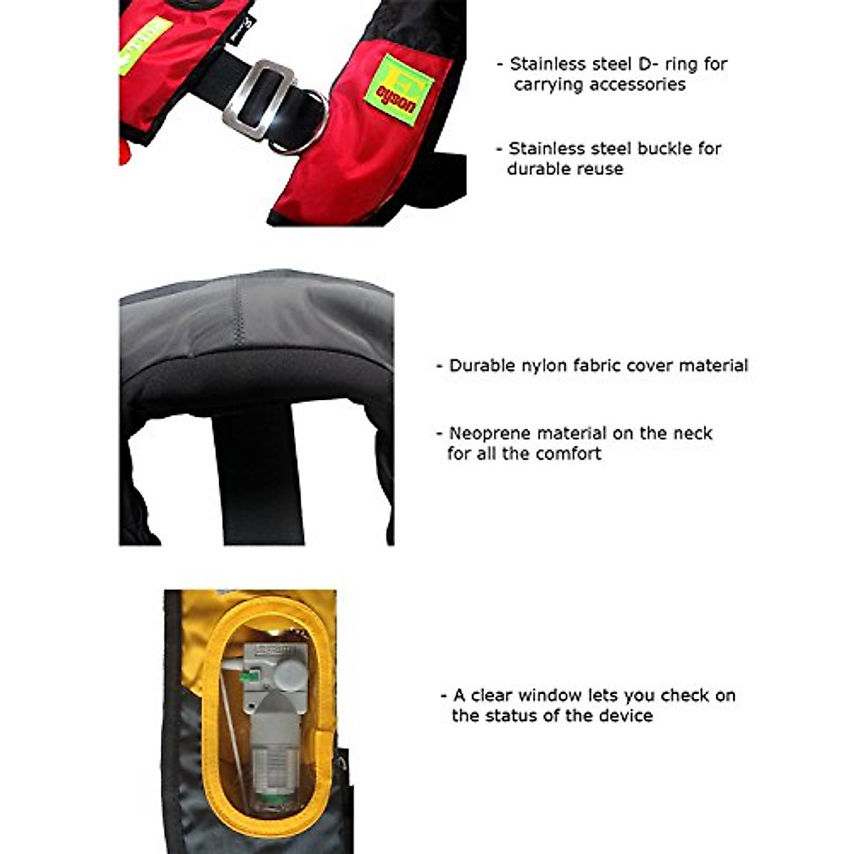 Eyson Inflatable Life Jacket Life Vest PFD Highly Visible Automatic (Red)