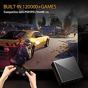 Kinhank Mini PC Game Box, Super Console X PC Chili Video Games Console Built in 120000+Games, AMD Ryzen 5 4500U, Win11Pro & Batocera 33 System in 1, 16G DDR4 RAM, 4K Three-Screen Display (1 Gamepad)