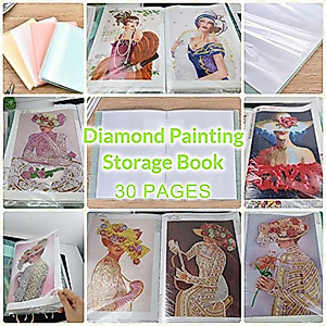 Diamond Painting Book Storage Folder, A4 Art Portfolio Painting Storage Presentation Book Protectors for Painting Drawing Test Paper (30 Pags, PK)