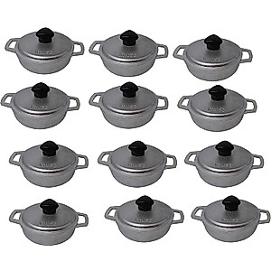 IMUSA USA (12 PACK) 0.7Qt Traditional Colombian Mini Caldero (Dutch Oven) for Cooking and Serving, 0.7 Quart, Silver (GAU-80560KIT)