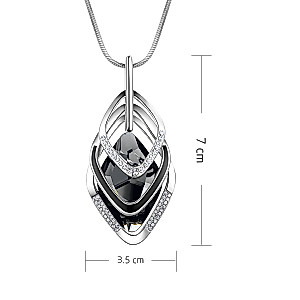 GexoOmgo Long Chain Necklace for Women Crystal Sweater Triple Stack Zirconia Pendant Rhombic Rhinestone Pendant Necklace-Silvertone Fashion Jewelry for Women