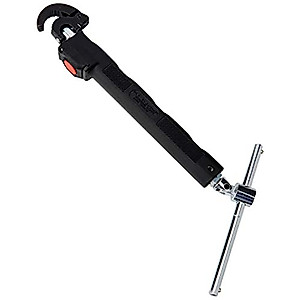 RIDGID 46753 Adjustable 10" to 17" Telescoping LED Lit Basin Pipe Wrench for Faucet Install and Repair in 1/2" to 1-1/4" Pipes, Black