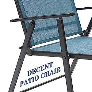 VICLLAX Patio Folding Chairs Set of 2, Outdoor Portable Dining Chairs for Lawn Garden Deck Backyard Porch, Turquoise Blue