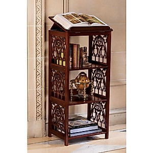 Design Toscano St. Thomas Aquinas Gothic Decor Wooden Bookstand Library Display Stand, 43 Inch, Walnut Finish
