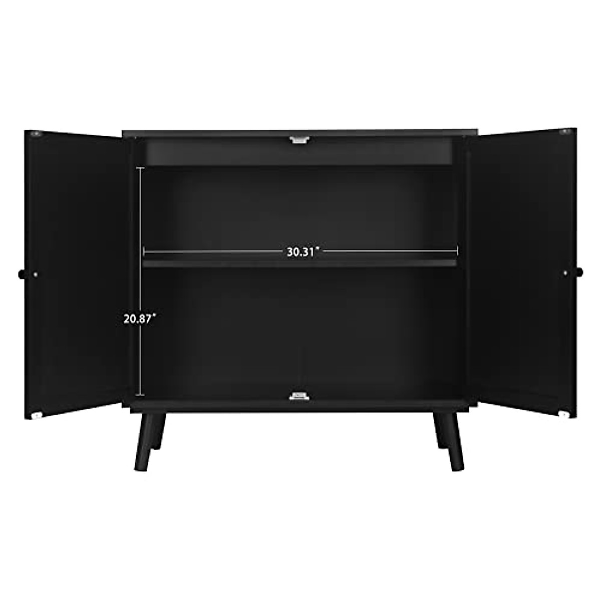 wirrytor 2 Sets of Storage Cabinet with Handmade Rattan Decorated Doors, Rattan Sideboard Buffet Cabinet with Storage for Living Room, Dining Room, Entryway, Kitchen, Black