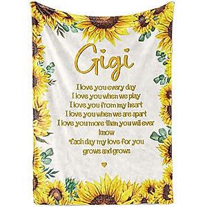InnoBeta Gigi Sunflower Throw Blanket - Gigi Gifts for Grandma - Flannel Blankets Gift for Gigi on Christmas, Birthday, or Thanksgiving - 50" x 65"