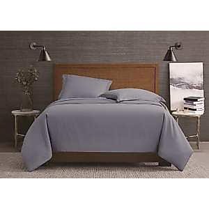 LONDON FOG Garment Washed Solid Duvet Set Blue Microfiber 3-Piece King Duvet Set, Solid Themed, Adult and Teen, Oeko-TEX Certified