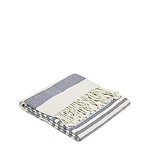 Vera Bradley Women's Recycled Cotton Indoor/Outdoor Throw Blanket, Seaside Stripe Navy - Recycled Cotton, One Size