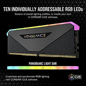 CORSAIR Vengeance RGB RT 16GB (2x8GB) DDR4 3600 (PC4-28800) C16 1.35V Desktop Memory