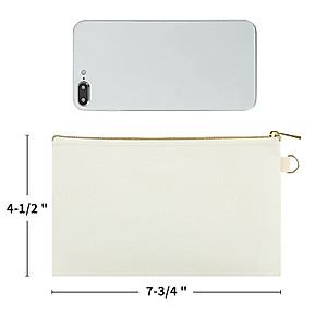 Muka 6 Pack Canvas Zipper Pouch Cosmetic Black Makeup Bag Travel Toiletry - Gold Zipper