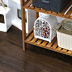 Peach Tree Bamboo Rack Multifunctional Bathroom Kitchen Living Room Holder Plant Flower Stand Utility Storage Shelf (5-Tier)