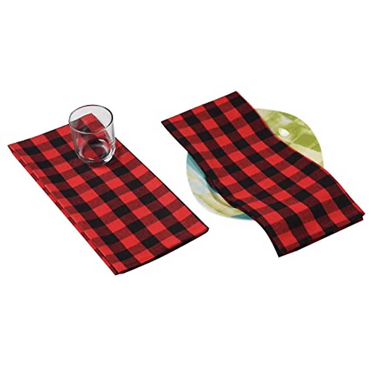 Gratico Kitchen Towels Set of 6 Buffalo Checks Red/Black Kitchen Towels 20X30 Inches 100% Cotton Highly Absorbent Kitchen Towels Premium Quality Ultra Soft Mitered Corners Kitchen Towels
