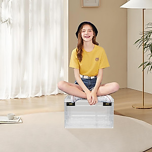 chefeggukk Clear Medicine Lock Box, Lockable Storage Box for Personal Items, Medication Lockable Container, Locking Organizer Bin for Refrigerator Food Snacks Tablet Phone Jail Home Office Safety