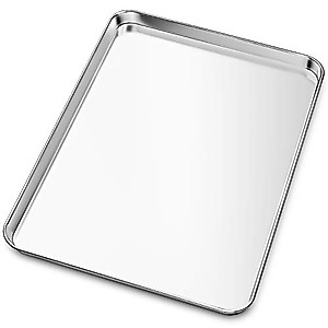 Baking Sheet, Yododo Stainless Steel Baking Pans Tray Cookie Sheet Toaster Oven Tray Pan Cookie Pan, Non Toxic & Healthy, Superior Mirror Finish & Rust Free, Easy Clean & Dishwasher Safe - 23½ inch
