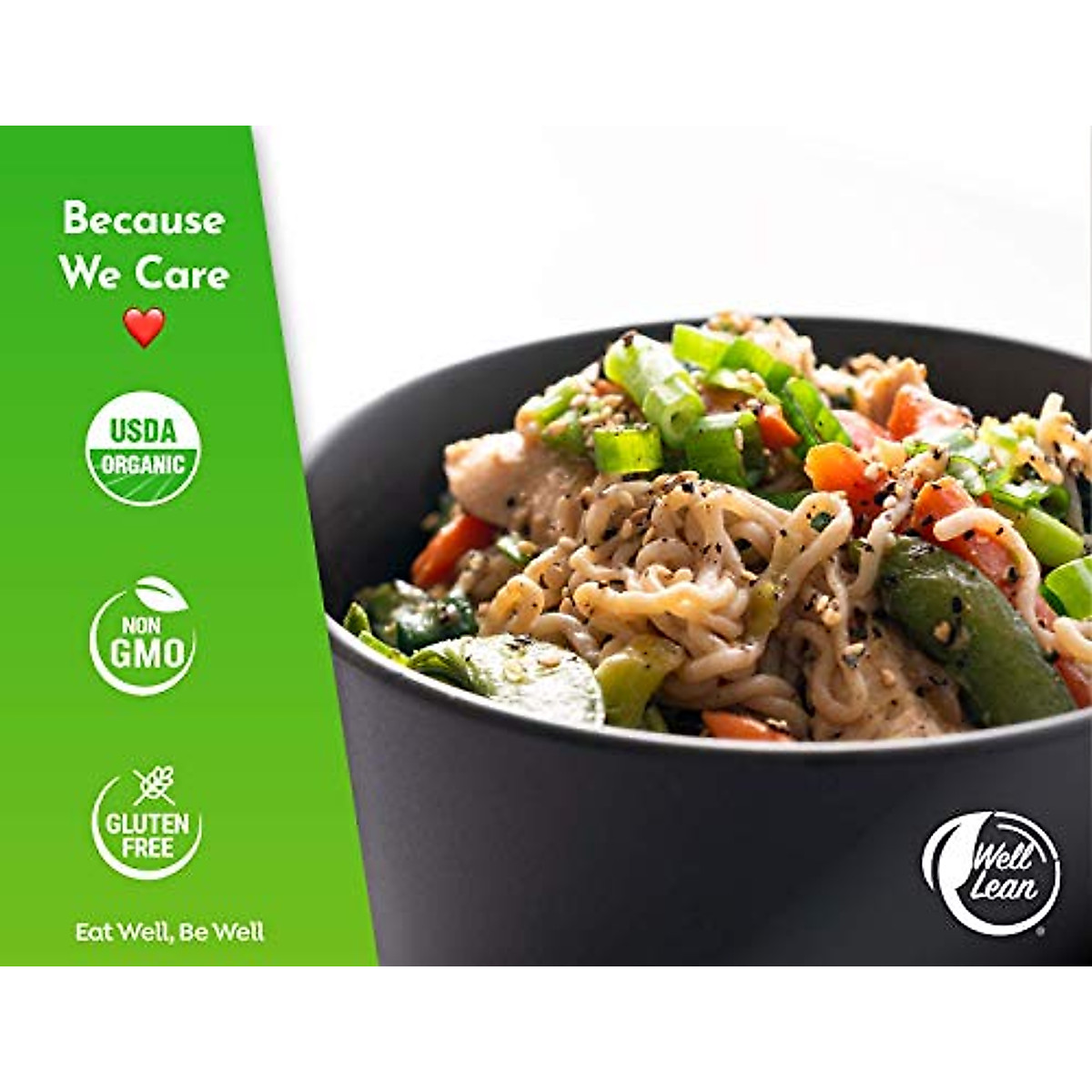 Well Lean Angel Hair — USDA Organic, Low Carb, Low Calorie Konjac Pasta — Ready to Eat and Healthy — Plant Based, Soy Free, Vegan, Paleo and Keto Friendly (6 Pack)