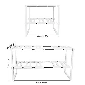 2-Tier Under Sink Organizer, Kitchen Sink Caddy Organizer, Sink Rack Cabinet Organizer Storage Telescopic Shelf for Kitchen Bathroom, White